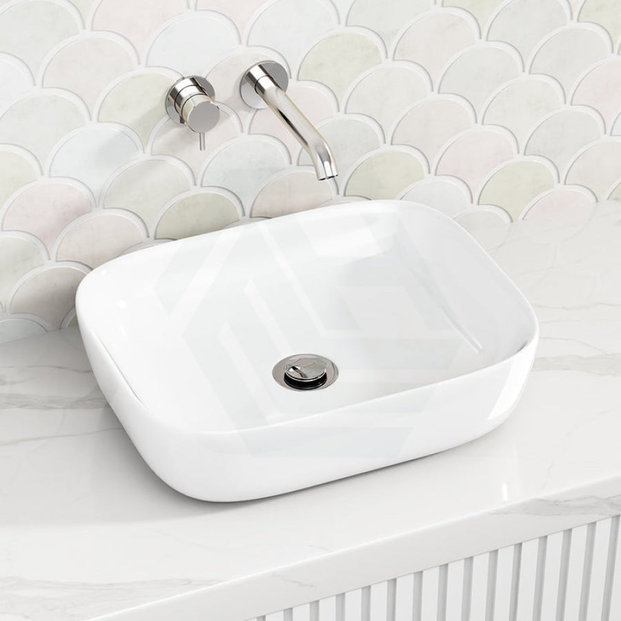 Above Counter Ceramic Basin Rectangle Gloss White Ultra Slim - MyHomeware