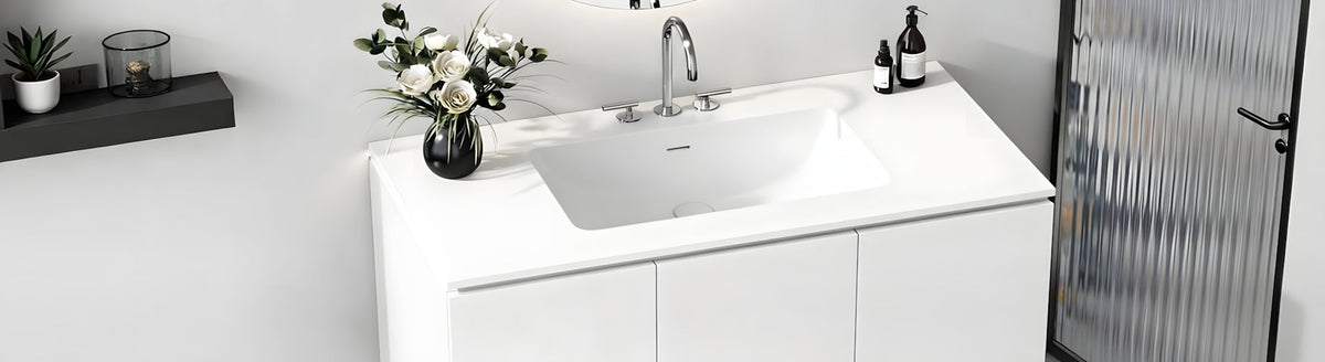Solid Surface Vanity Tops with Basins - Seamless |Integrated Bowl