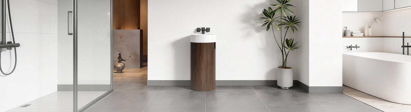 Pedestal Vanities - Space-Saving Storage | Fluted Design