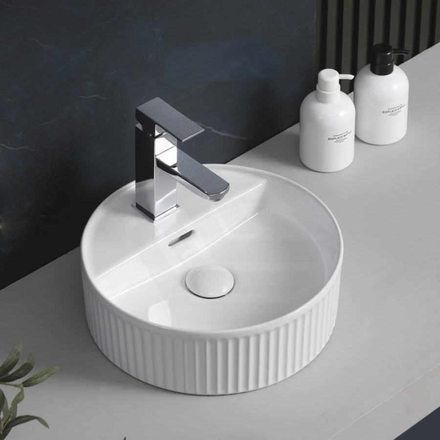 280mm Fluted Above Counter Basin Ceramic Gloss White - MyHomeware