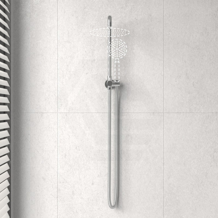 Twin Shower Rail Top Water Inlet Round Chrome - MyHomeware
