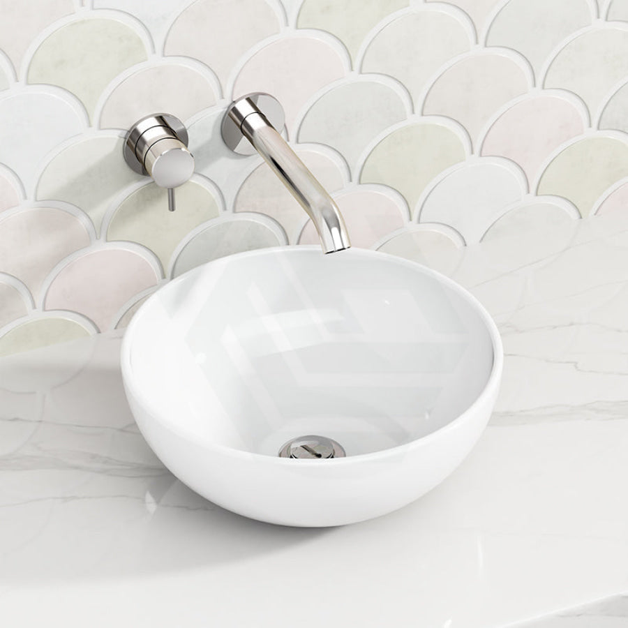 Above Counter Ceramic Basin Round Gloss White - MyHomeware