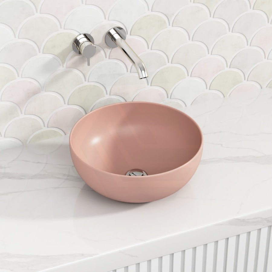 Above Counter Ceramic Basin Round Matt Pink - MyHomeware