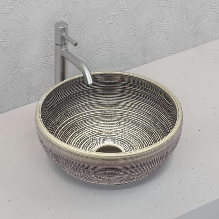 Round Basin Above Counter Stripe Porcelain - MyHomeware