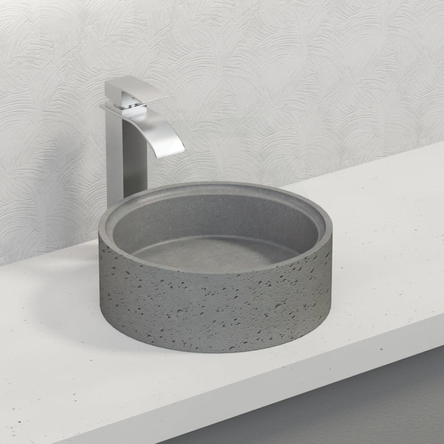 390mm Round Matte Grey Above Counter Concrete Basin - MyHomeware