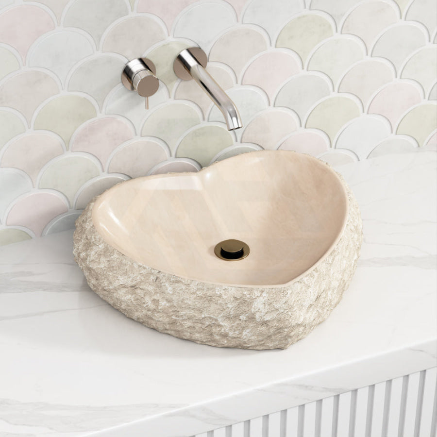 Above Counter Stone Basin Marble Surface Heart Shape - MyHomeware