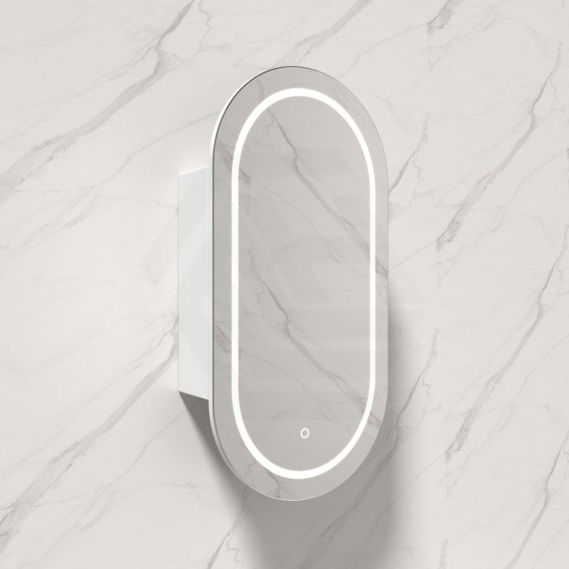 Olivia LED Mirror Oval Shaving Cabinet Matt White -MyHomeware
