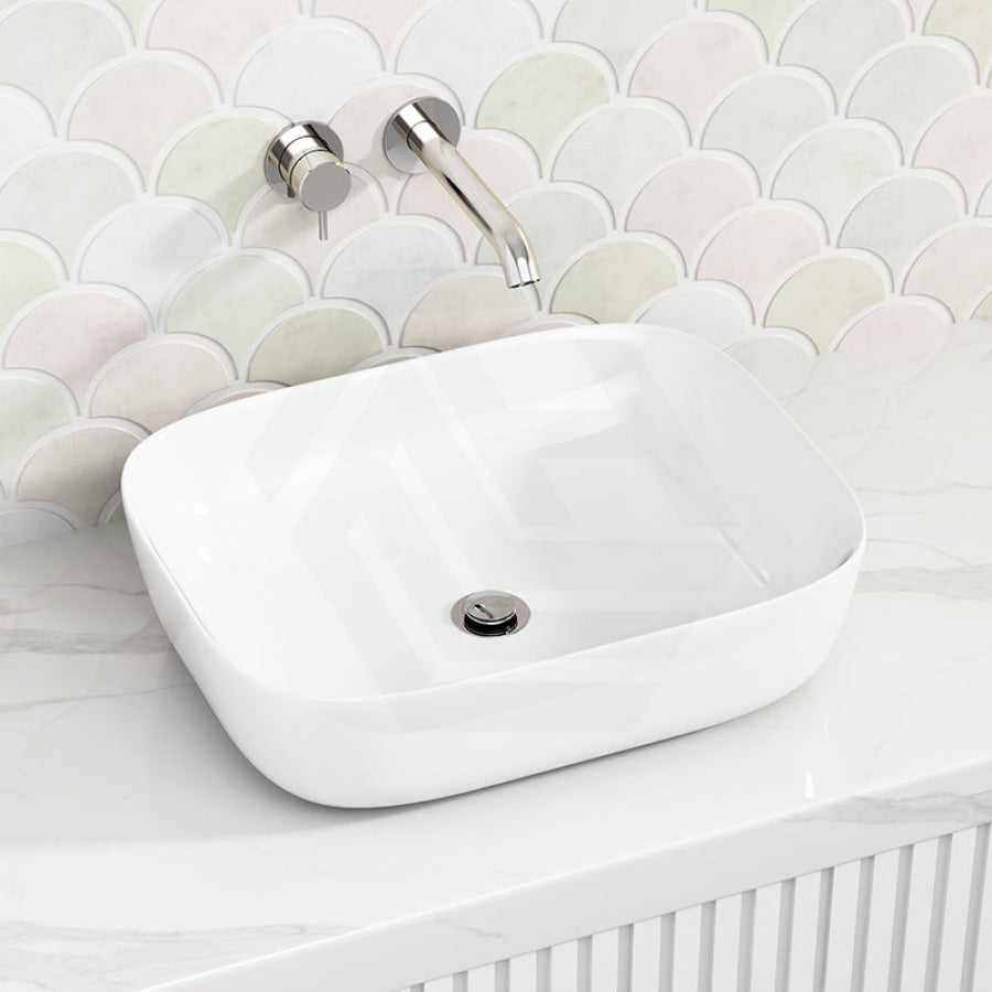 505mm Above Counter Ceramic Basin Ultra Slim Gloss White - MyHomeware