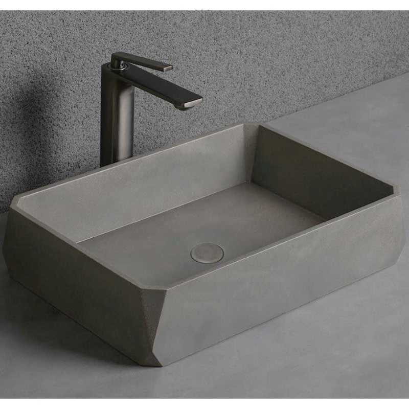 Rectangle Matte Grey Above Counter Concrete Basin - MyHomeware
