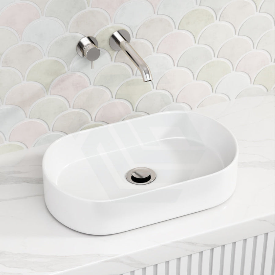 Above Counter Basin Oval Gloss White Ceramic Ultra Slim - MyHomeware
