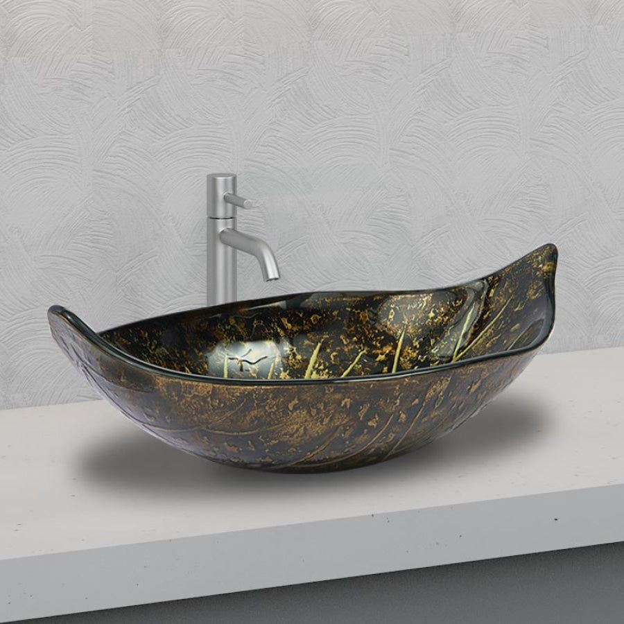 Above Counter Basin Glass Leaf Shape - MyHomeware