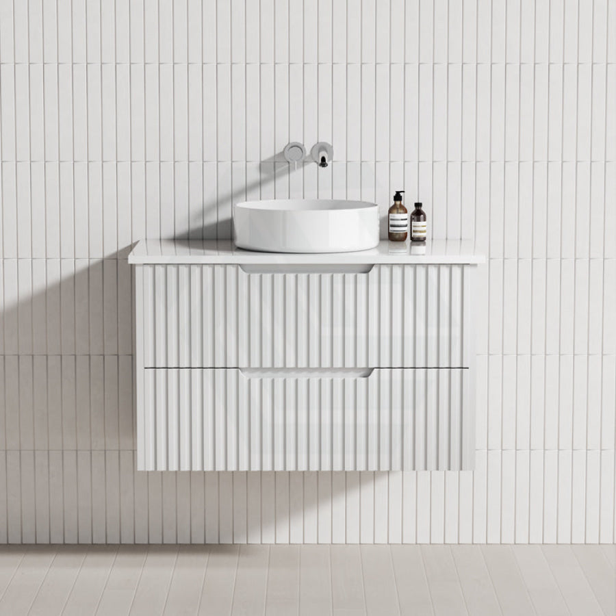 Bali Wall Hung Bathroom Vanity Matt White Fluted - MyHomeware
