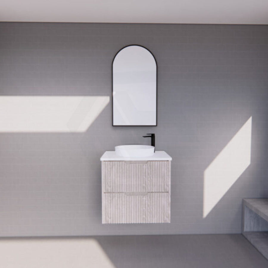 Bali Wall Hung Bathroom Vanity White Oak Fluted - MyHomeware