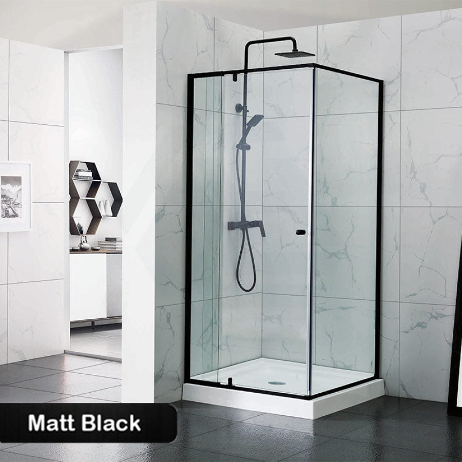 Semi-frameless Shower Screen L Shape Pivotal Door Black - MyHomeware