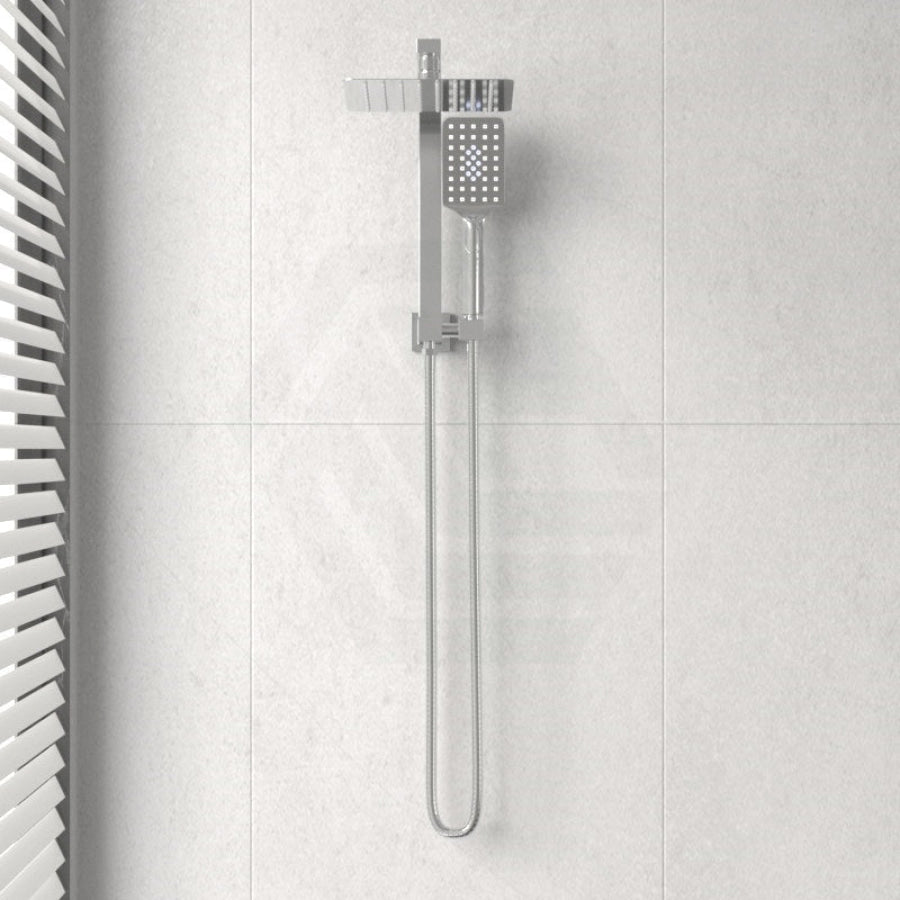 Square Twin Shower Station Top Water Inlet Chrome/Black - MyHomeware