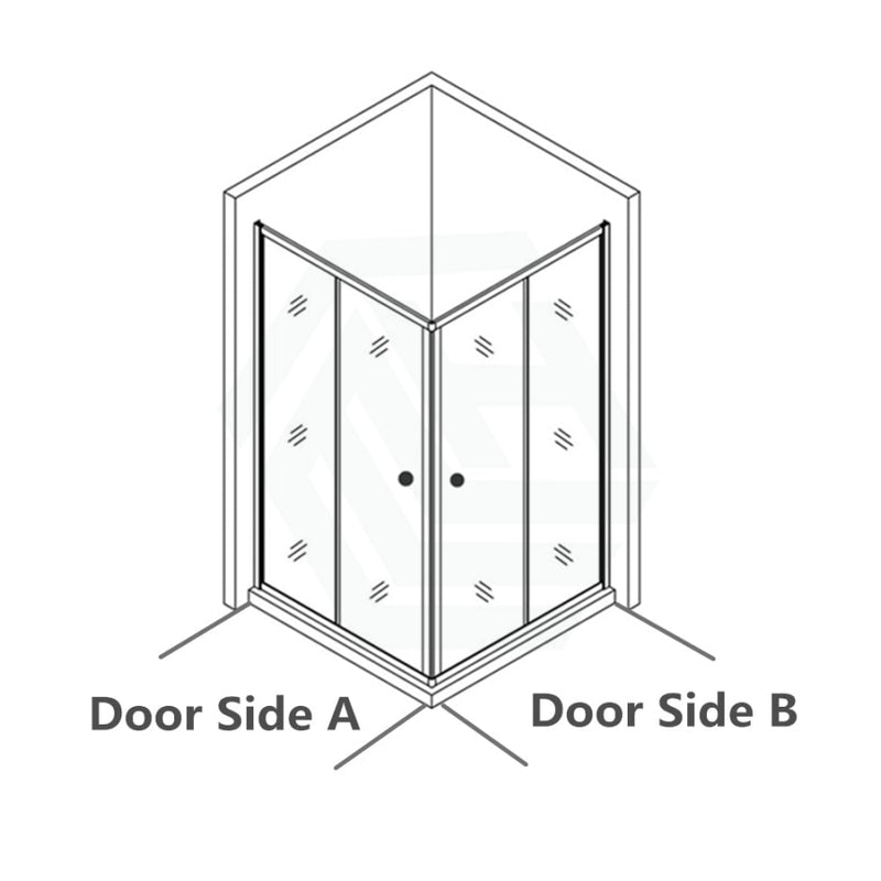 Tempered Glass Semi-frameless Shower Screen L Shape Sliding Black