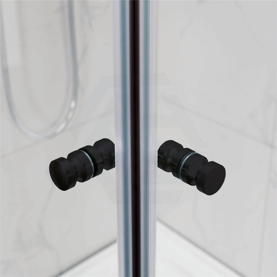 Tempered Glass Semi-frameless Shower Screen L Shape Sliding Black