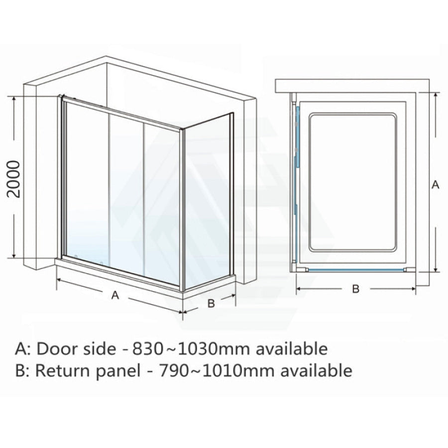 Framed Shower Screen L Shape Sliding 3 Panels - MyHomeware
