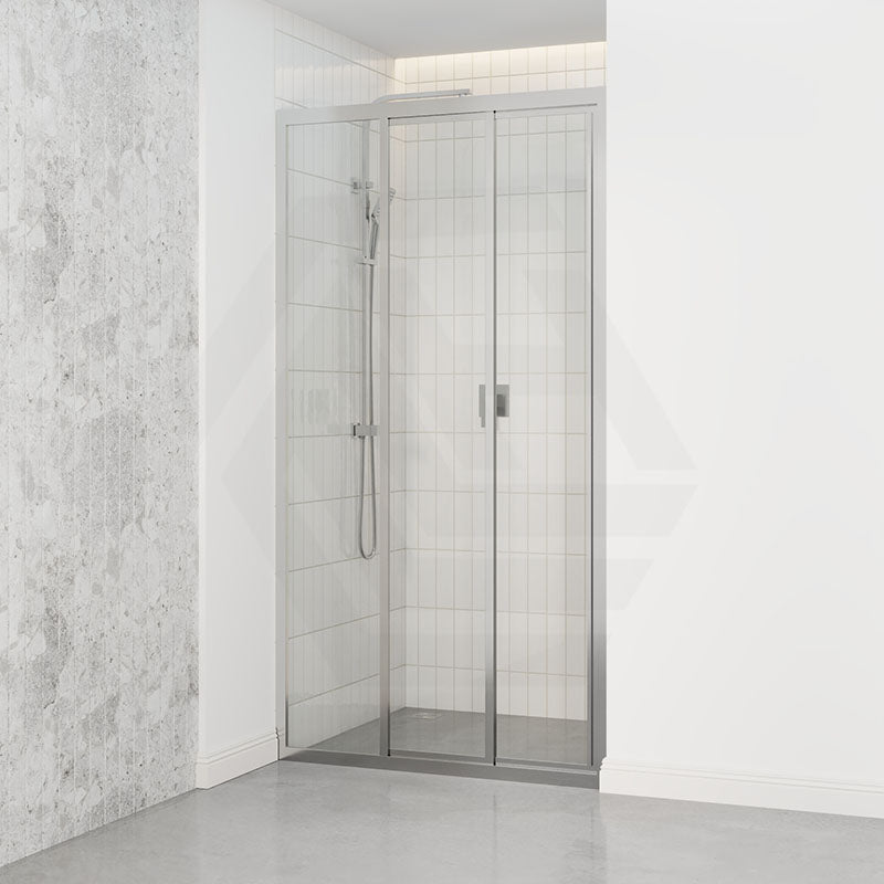 Framed Shower Screen Wall To Wall Sliding 3 Panels Chrome - MyHomeware