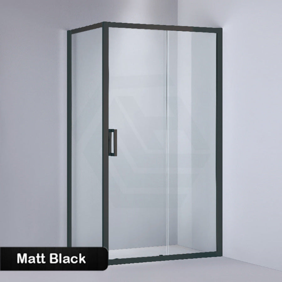 Shower Screen Semi-frameless Sliding L Shape Matt Black - MyHomeware
