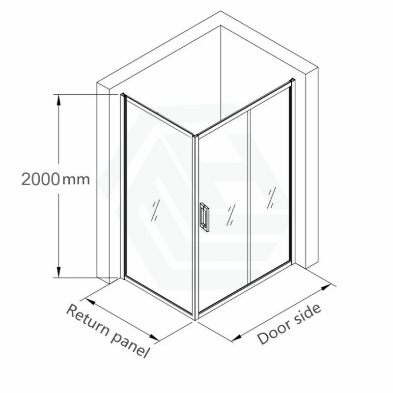 Shower Screen Semi-frameless Sliding L Shape Matt Black - MyHomeware