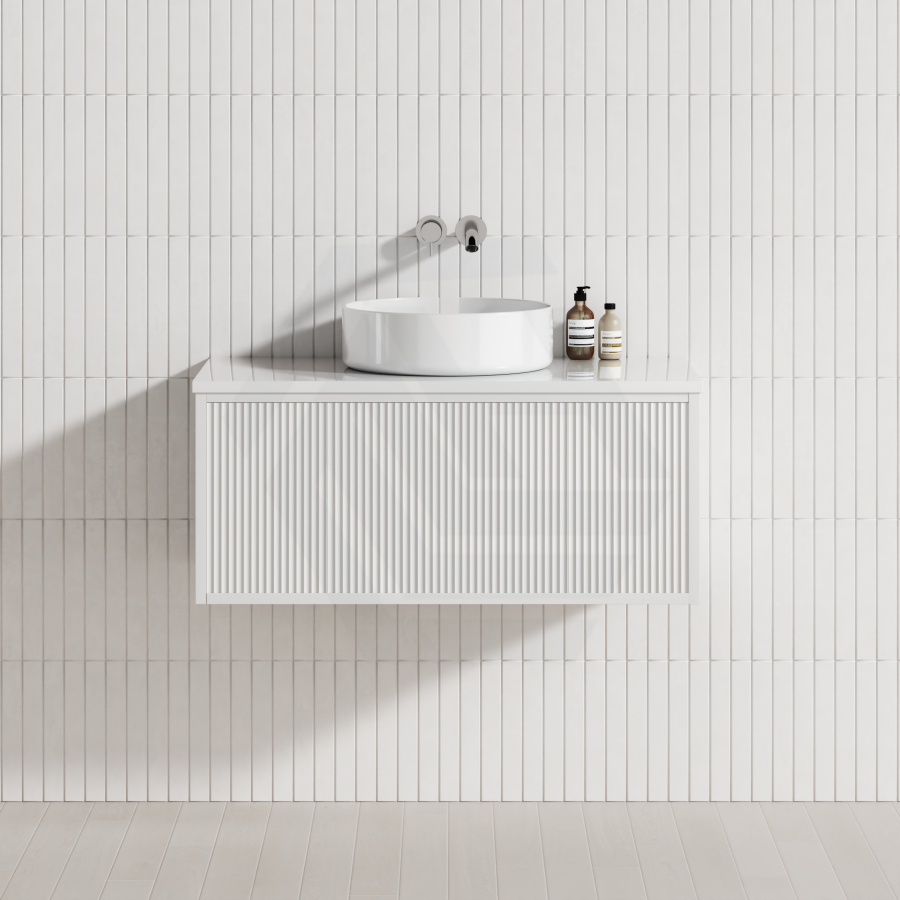 Kirribilli Wall Hung Bathroom Vanity Matt White PVC Board - MyHomeware