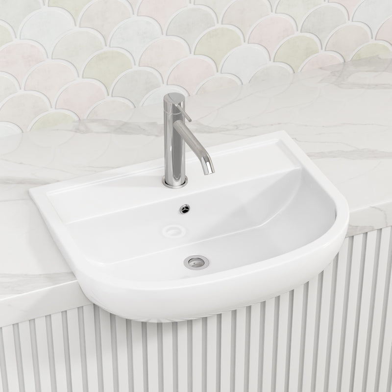 RAK Compact Semi-Recessed Ceramic Basin in White - MyHomeware
