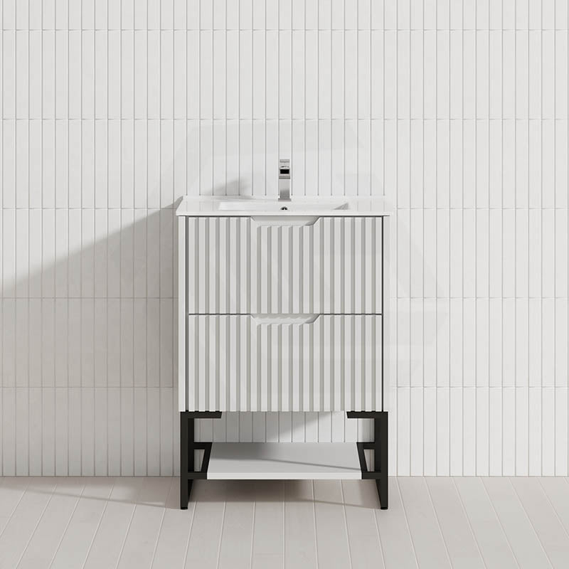 Bali Matt White Freestanding Fluted Vanity with Drawers -MyHomeware