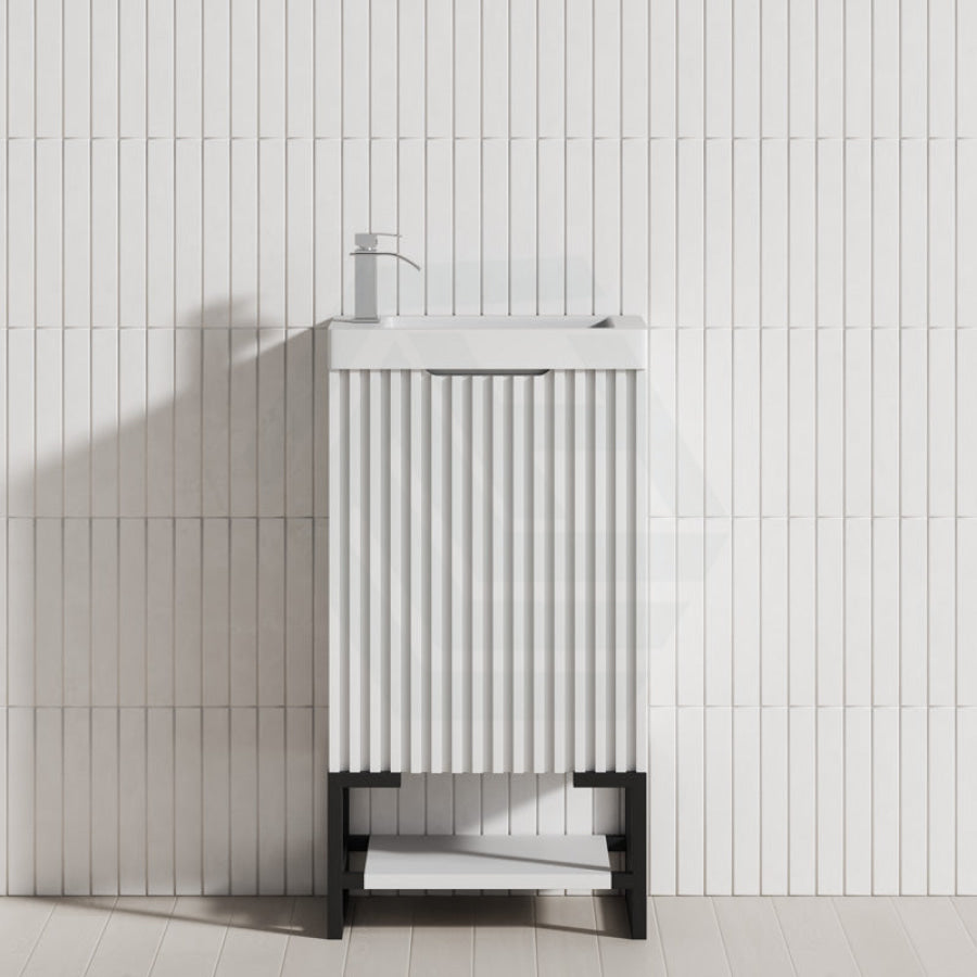 Matt White Freestanding Mini Vanity with Poly Top - MyHomeware