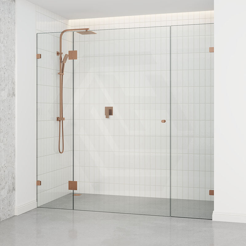 Shower Screen Wall To Wall 3 Panels Brushed Bronze - MyHomeware