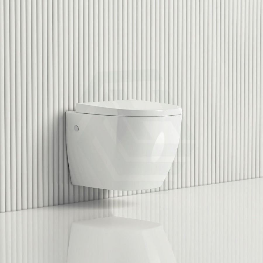 Rimless Flush Gloss White Wall Hung Toilet Pan Bathroom - MyHomeware
