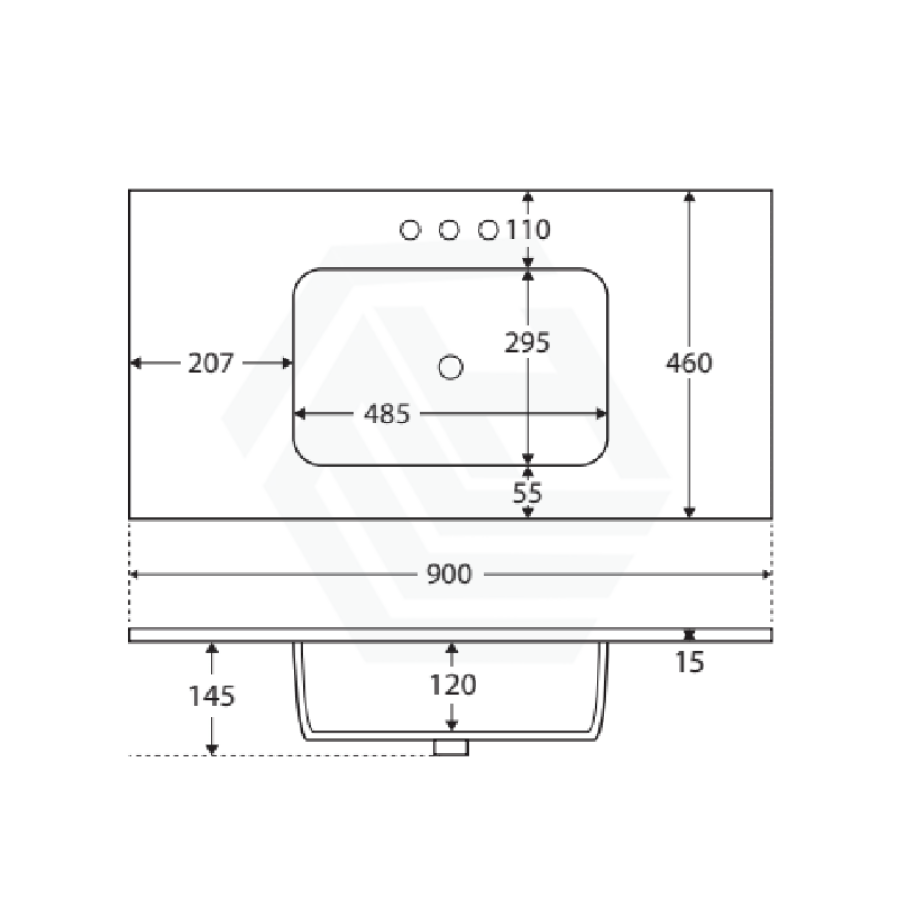 Solid Surface Vanity Tops – Matte Black Bathroom Tops | MyHomeware