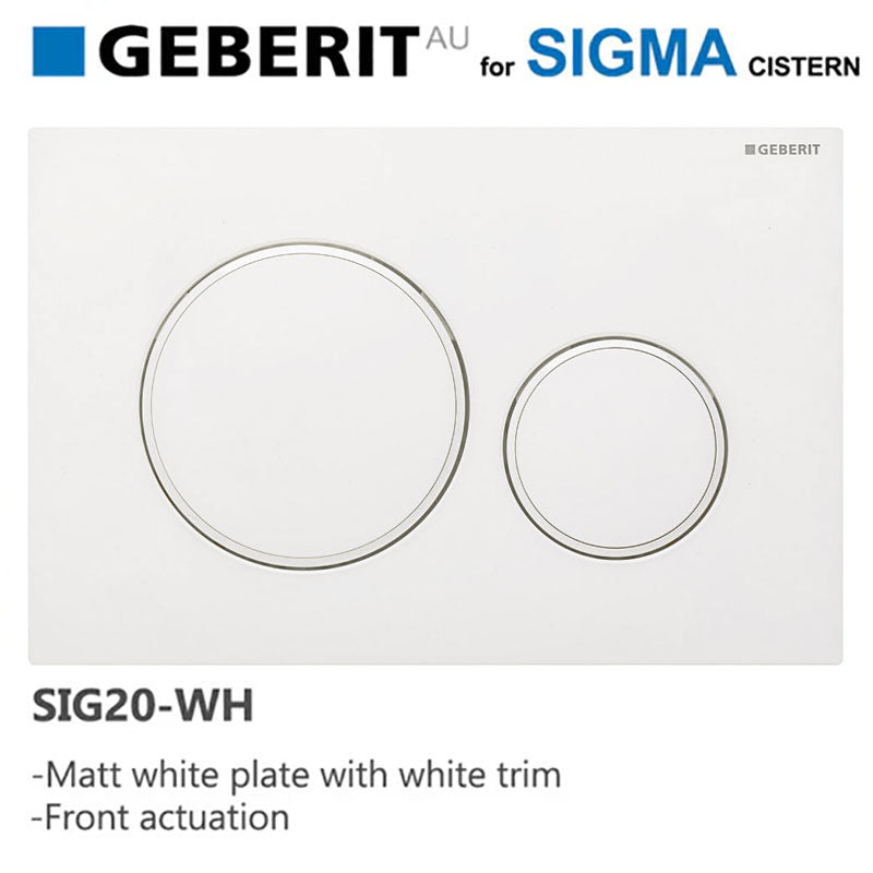 Matt White Geberit Sigma 20 Round Button Flush Plate - MyHomeware