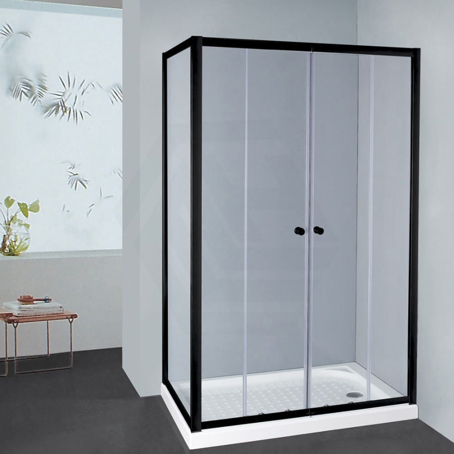 Semi-frameless Shower Screen L Shape Double Sliding Black - MyHomeware