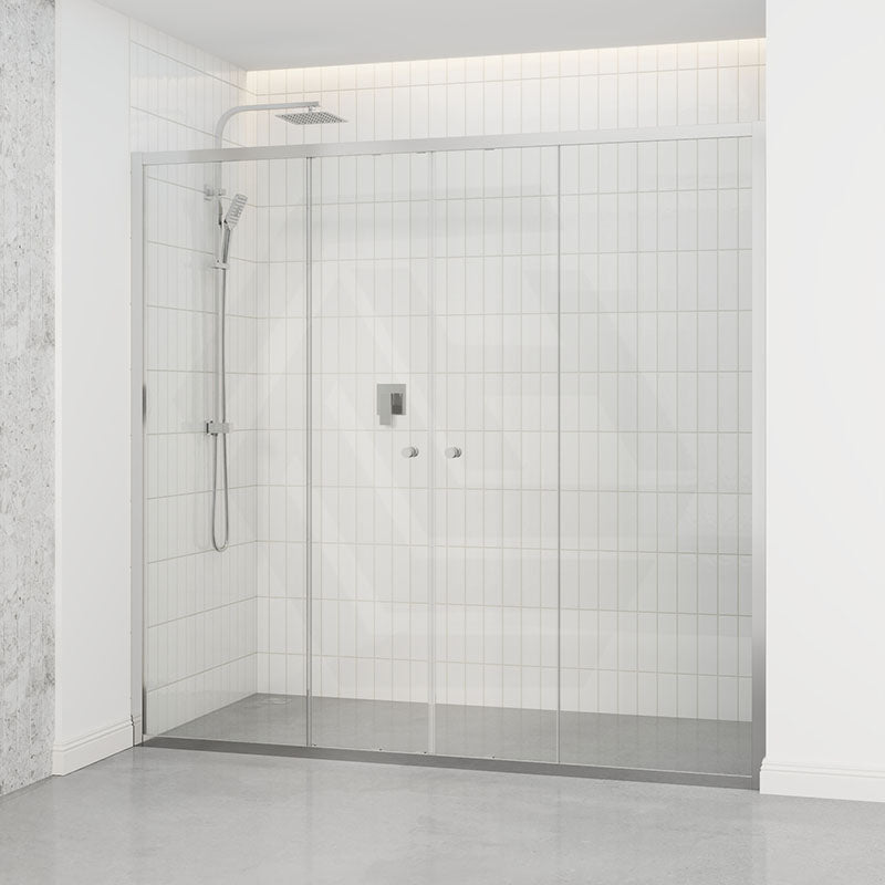 Tempered Glass Semi-frameless Shower Screen Wall To Wall Sliding Chrome ...