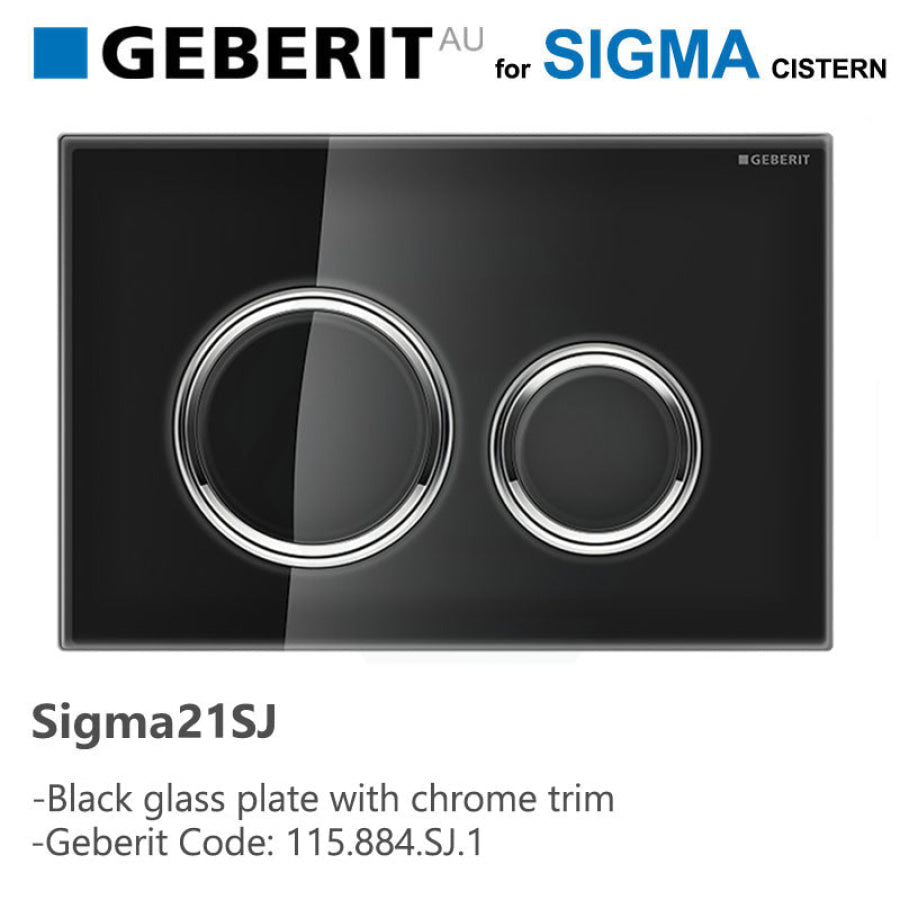 Sigma 21 Toilet Button Black Plate With Chrome Trim - MyHomeware