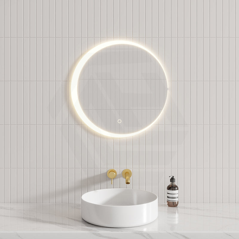 Round LED Mirror Crescent Rim Touch Sensor Frontlit - MyHomeware