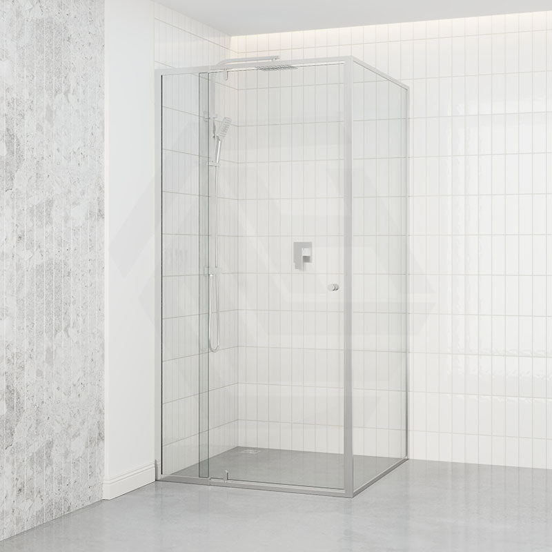 Semi-frameless Shower Screen L Shape Pivotal Door Chrome - MyHomeware