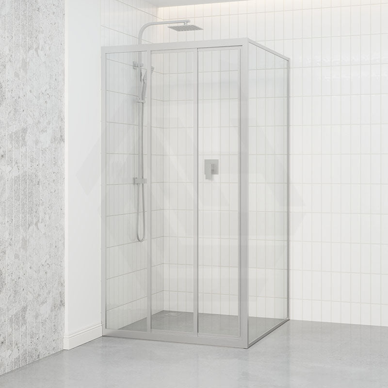 Chrome Framed Shower Screen L Shape Sliding 3 Panels - MyHomeware