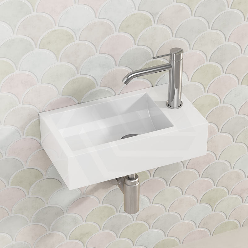 Lukka Crete Fine Ceramic Wall Hung Mini Basin Gloss White - MyHomeware