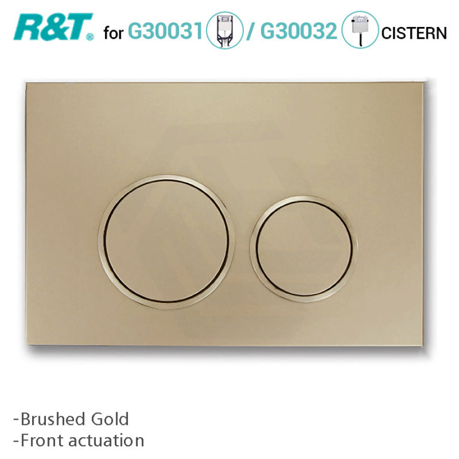 R&T Toilet Button Concealed Cistern Round Brushed Gold - MyHomeware