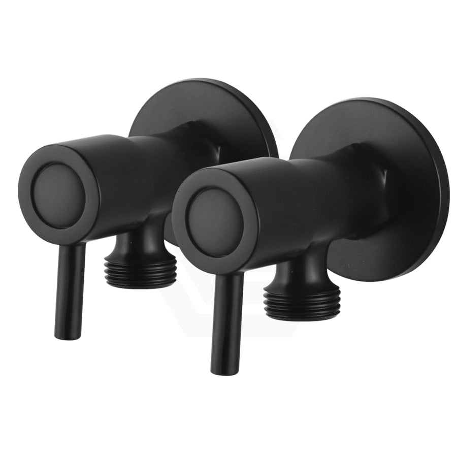 Round Brass 1/4 Turn Washing Machine Stop Tap Black - MyHomeware