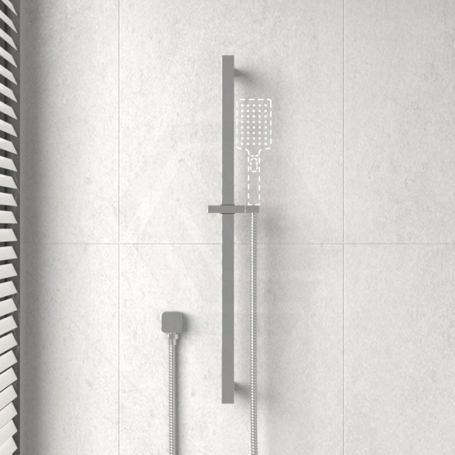 Shower Rail With Wall Connector Hose Only Square Chrome - MyHomeware