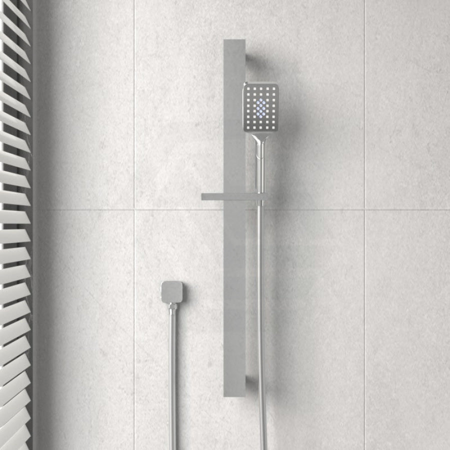 Macho Square Rail with Hand Shower Set Chrome/Matt Black - MyHomeware