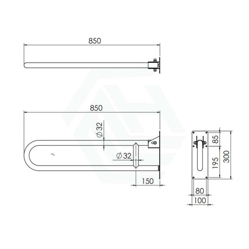 U-Shaped Stainless Steel Drop Down Grab Rail - MyHomeware