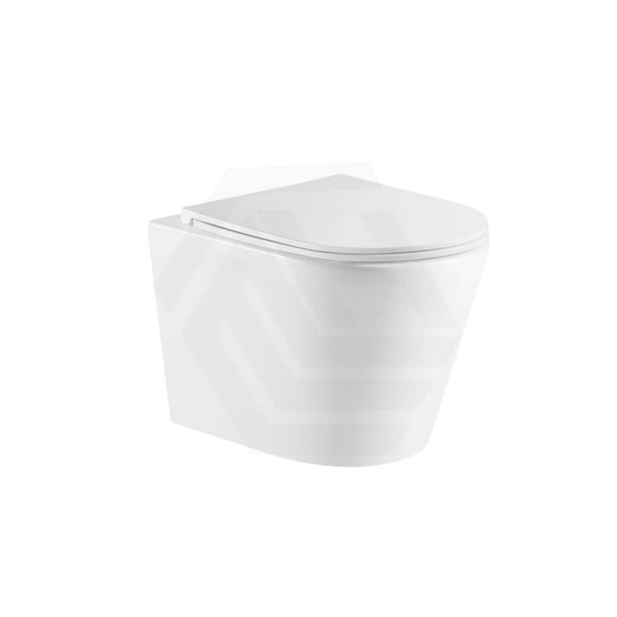 Ceramic Toilet Pan Wall Hung Rimless Round White - MyHomeware